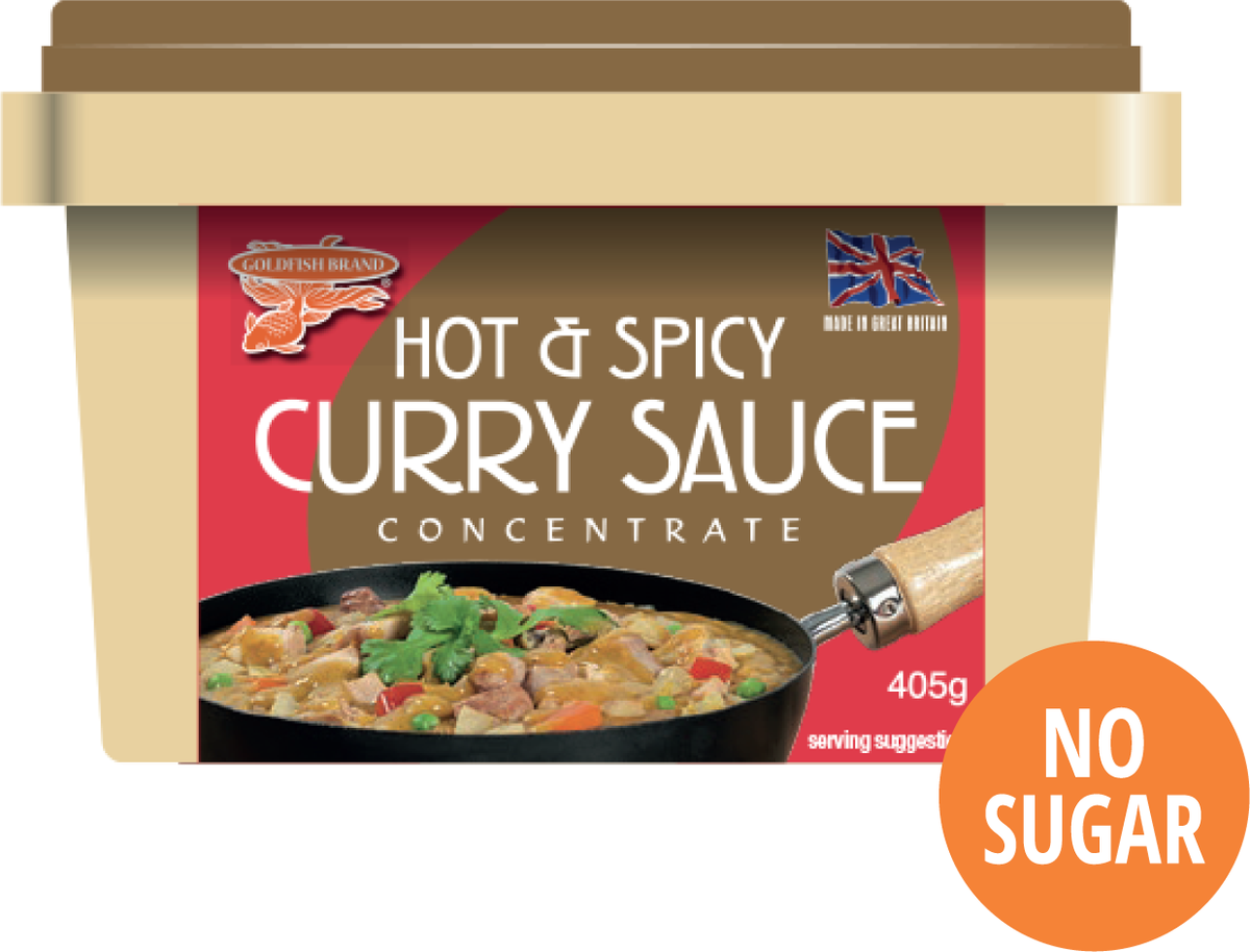 Hot & Spicy Curry Sauce 1 x 405g – goldfishsauces.co.uk